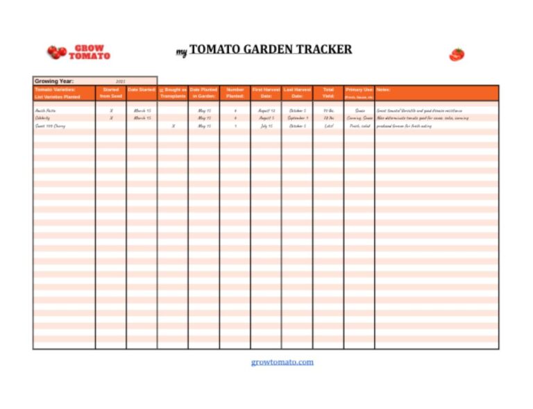 Download Your FREE Printable Tomato Tracker Journal Here! - Tomato Garden
